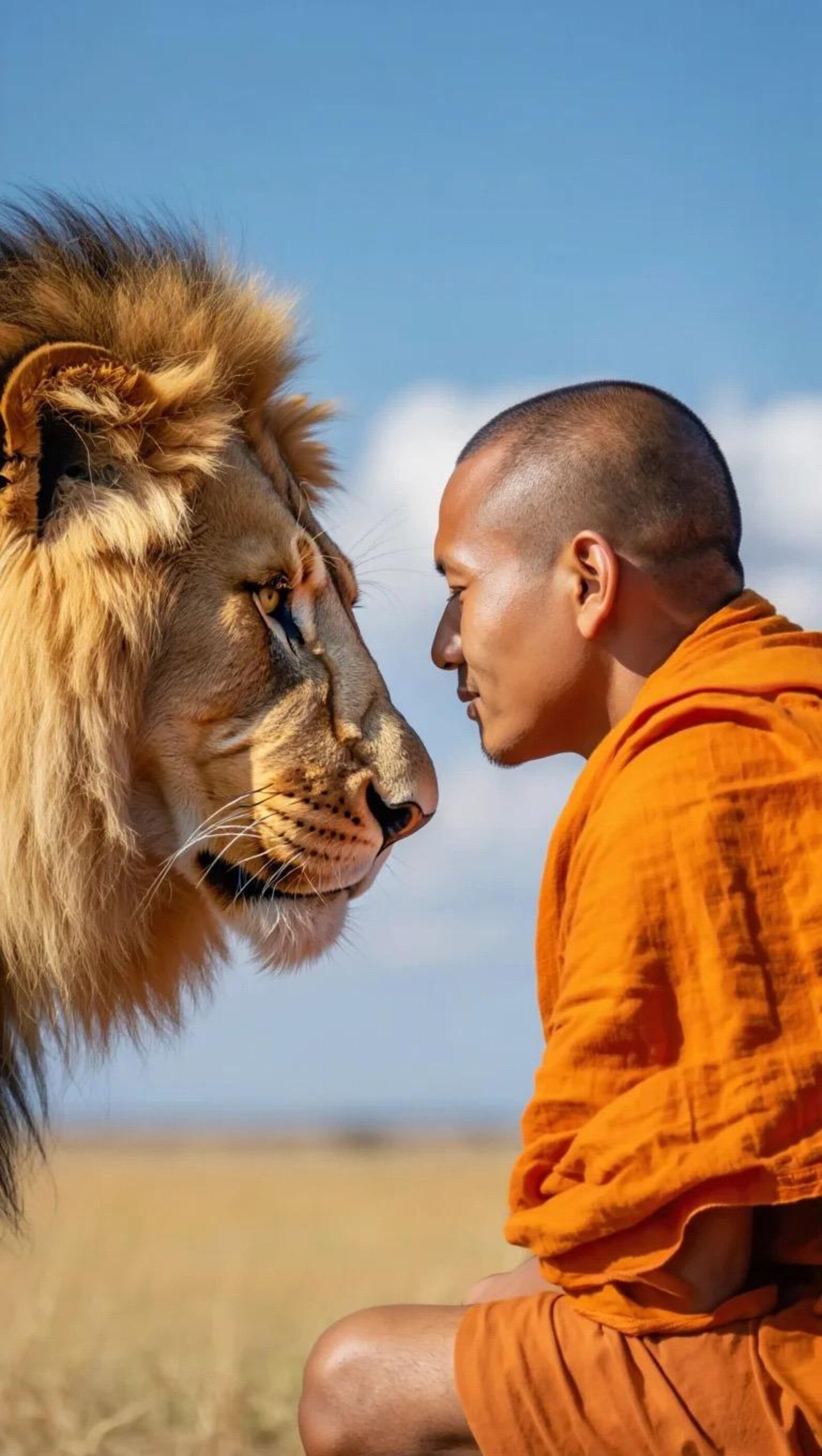 The Lion and the Monk, Motivational Phone Wallpaper Pack, Zen Courage ...