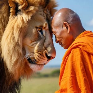 The Lion and the Monk, Motivational Phone Wallpaper Pack, Zen Courage ...
