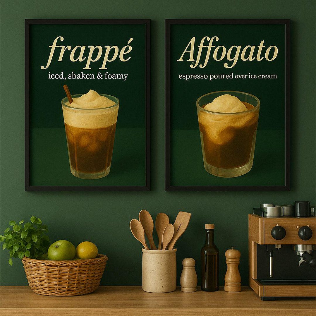 Frappe Wall Art Print - Coffee Shop Decor, Barista Art, Kitchen Poster ...