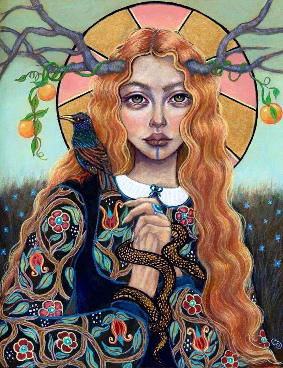 The Tree of Knowledge Eve the Garden of Eden Hand Embellished Gold Fine ...