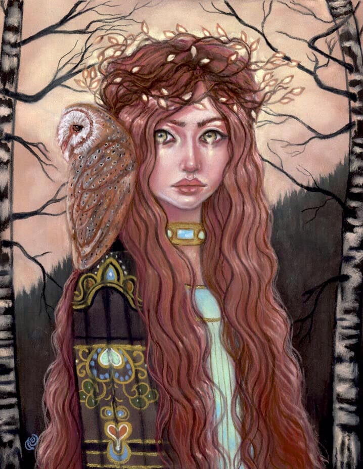 Ragana goddess barn owl fine art print by Tammy Wampler | Etsy