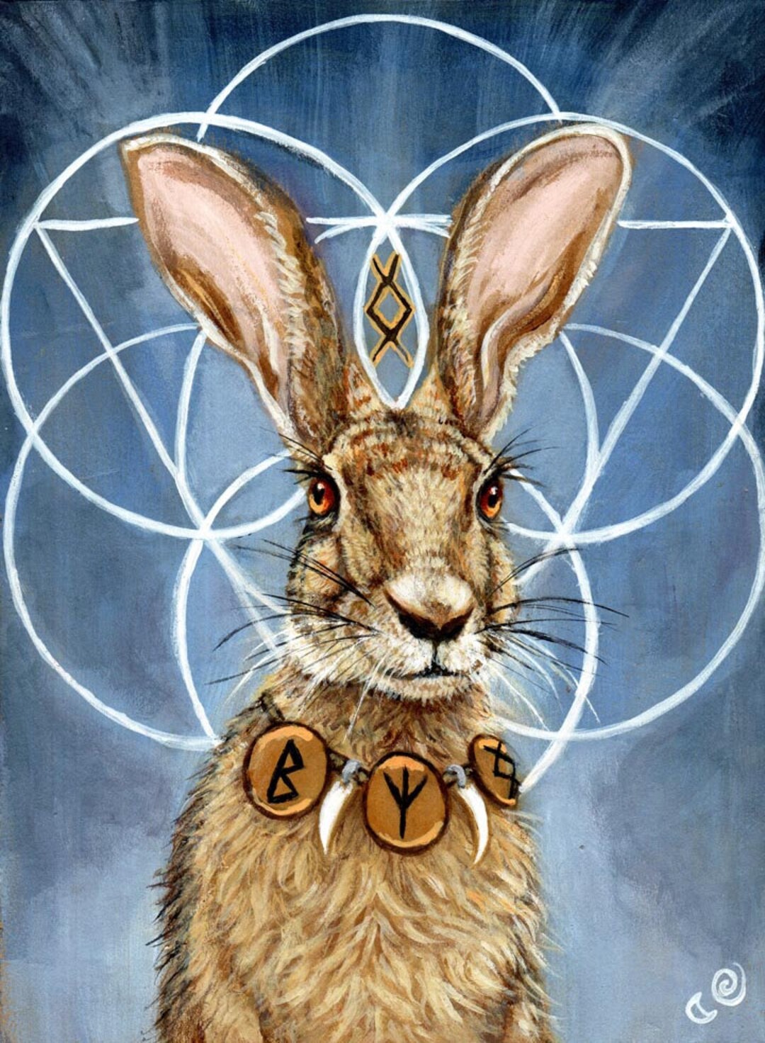 Runic Creature Hare Inguz Norse Animal Totem Fine Art Print by Tammy ...