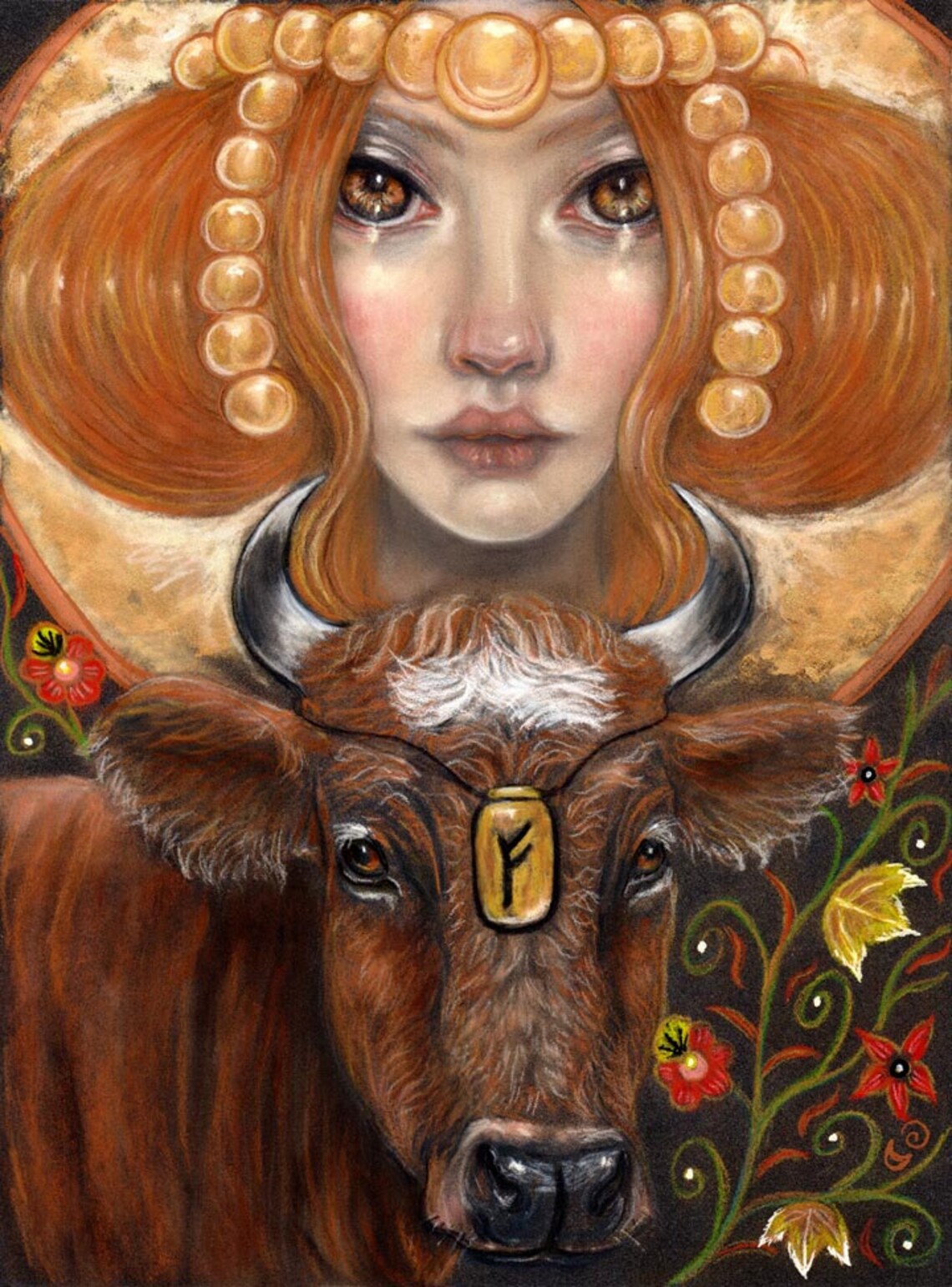 Fehu Rune Maiden Norse Cow Pagan Fine Art Print - Etsy UK