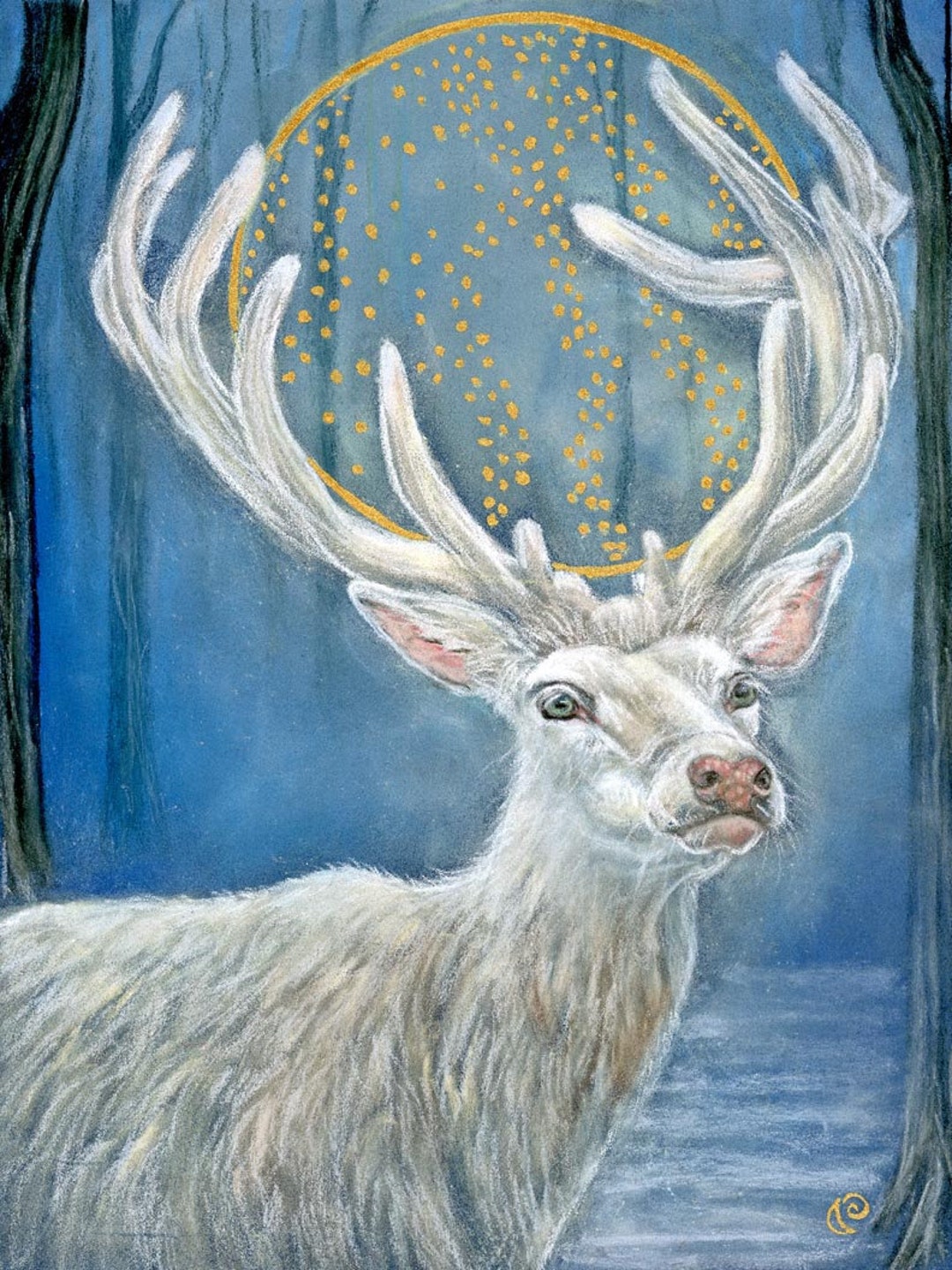 Solstice Spirit White Stag Fine Art Print by Tammy Wampler - Etsy