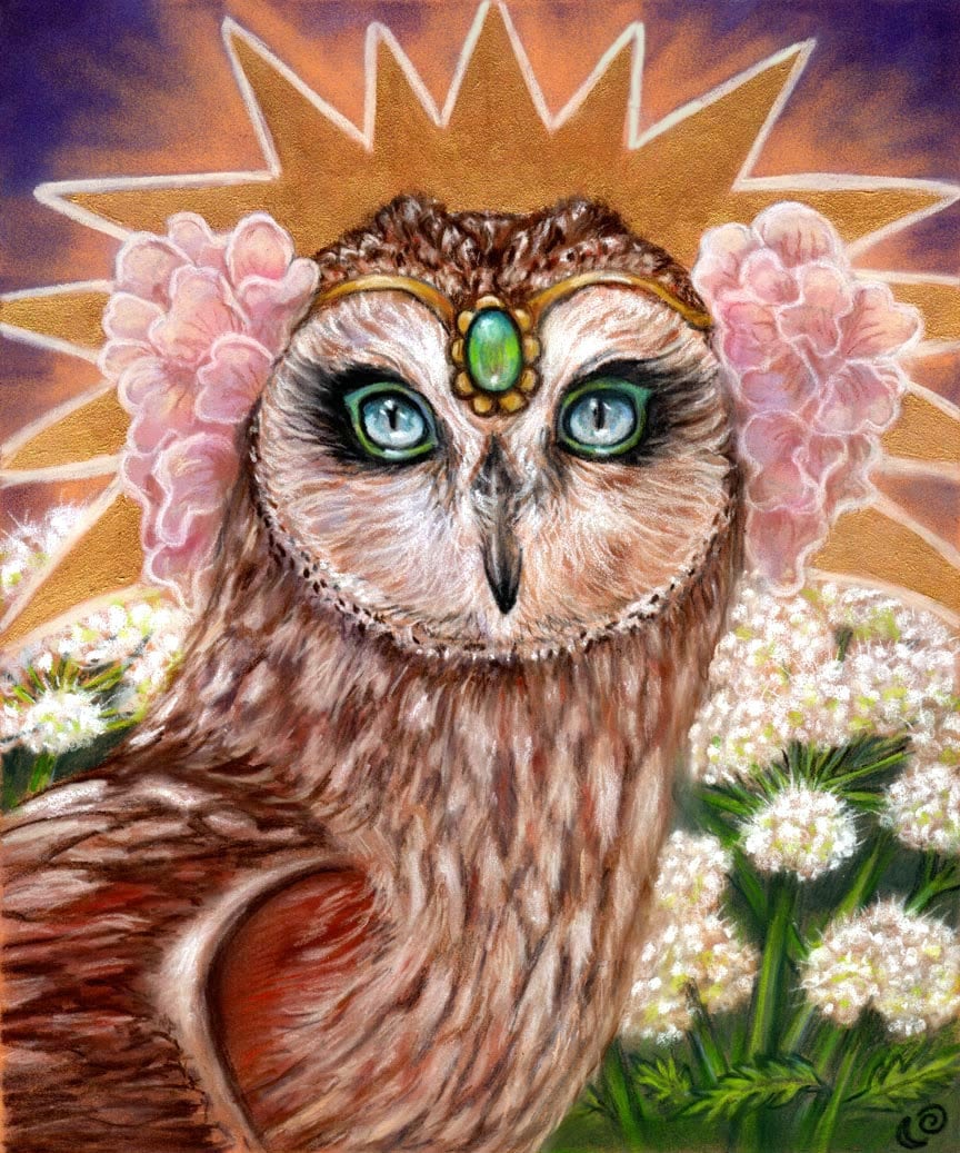 Angelica Barn Owl Angel Flowers Pop Surreal Fine Art Print - Etsy
