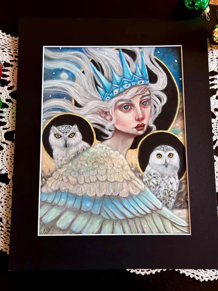 Snow Harpy Winter Owl Goddess Original Soft Pastel by Tammy Wampler - Etsy