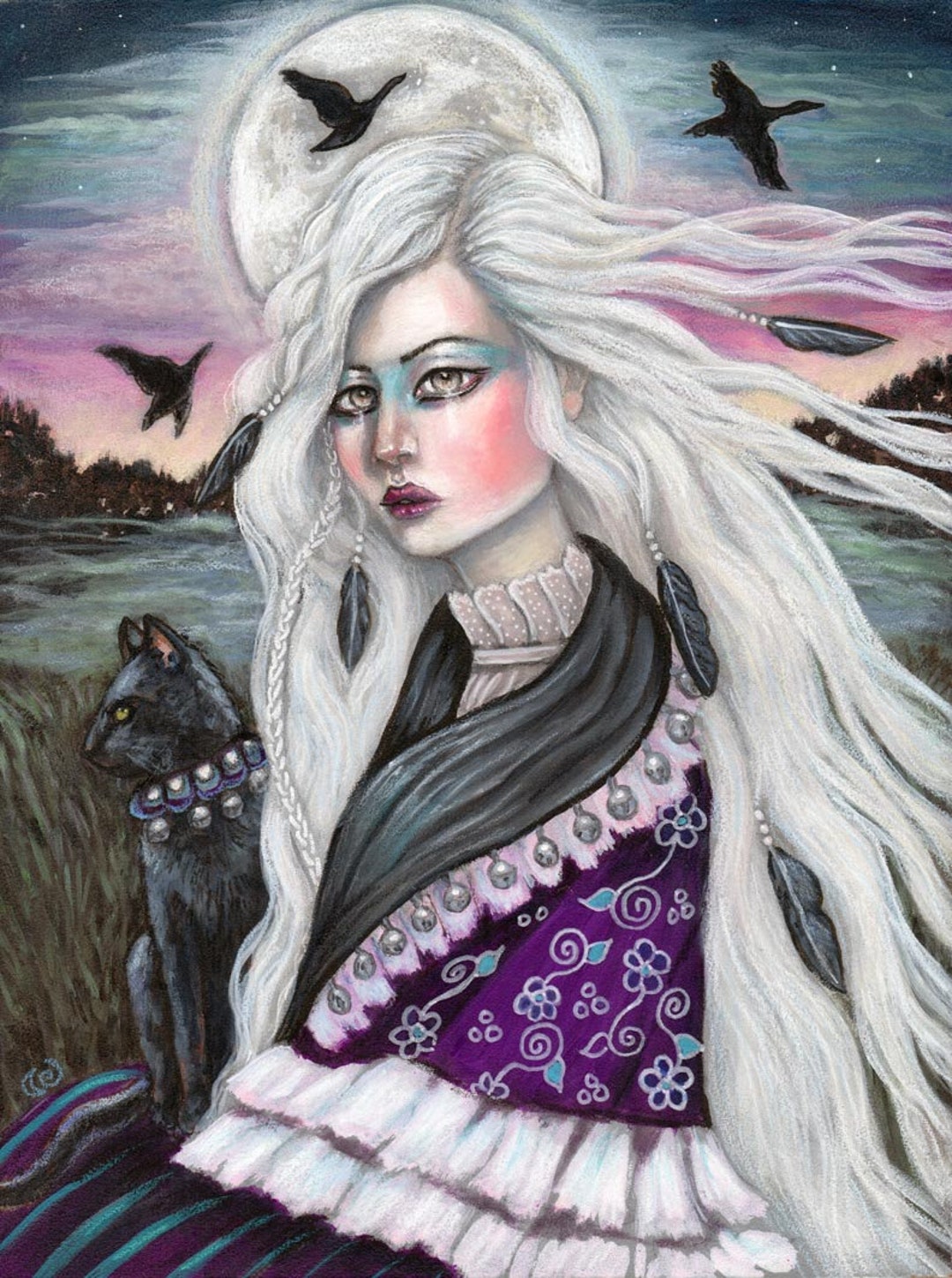 Nicnevin Scottish Witch Goddess Fine Art Print by Tammy Wampler - Etsy