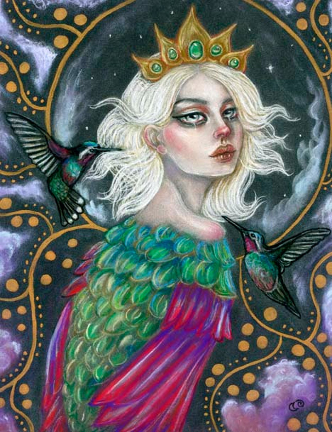 11x14 Fine Art Print Hummingbirds Harpy Mythological Fairy Zorya - Etsy