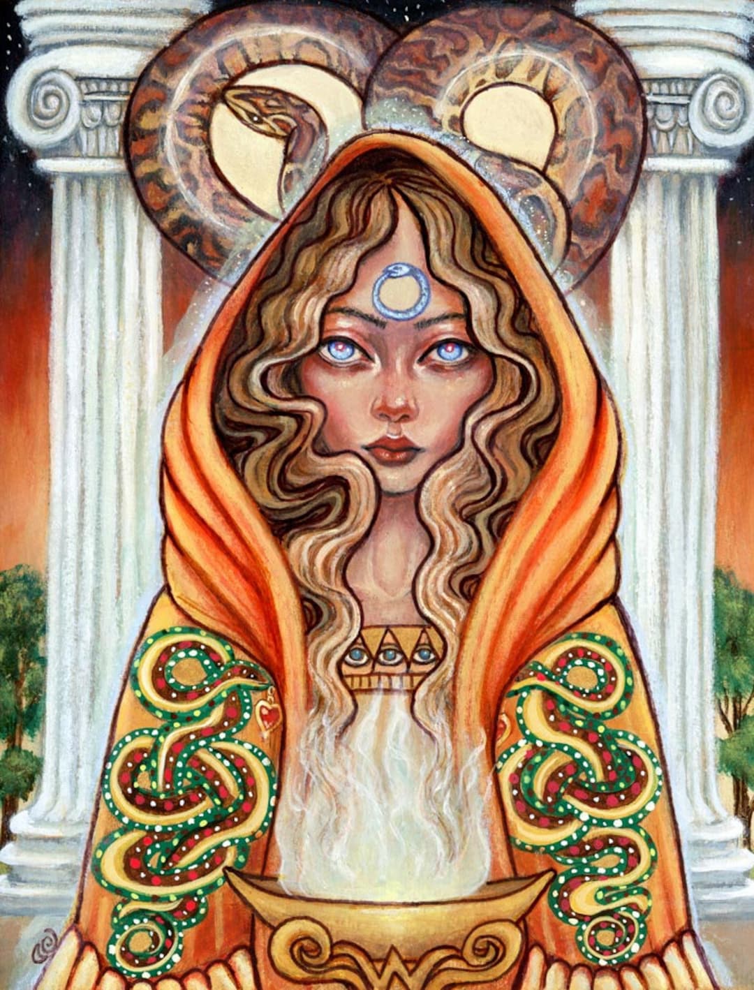 The Oracle of Delphi Serpent Priestess Pythia Fine Art Print by Tammy ...