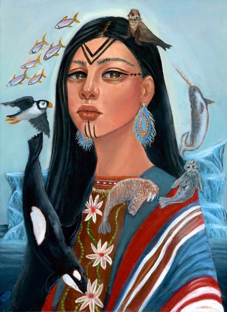 Sedna Inuit Goddess of the Sea Original Oil Painting on Canvas by Tammy ...