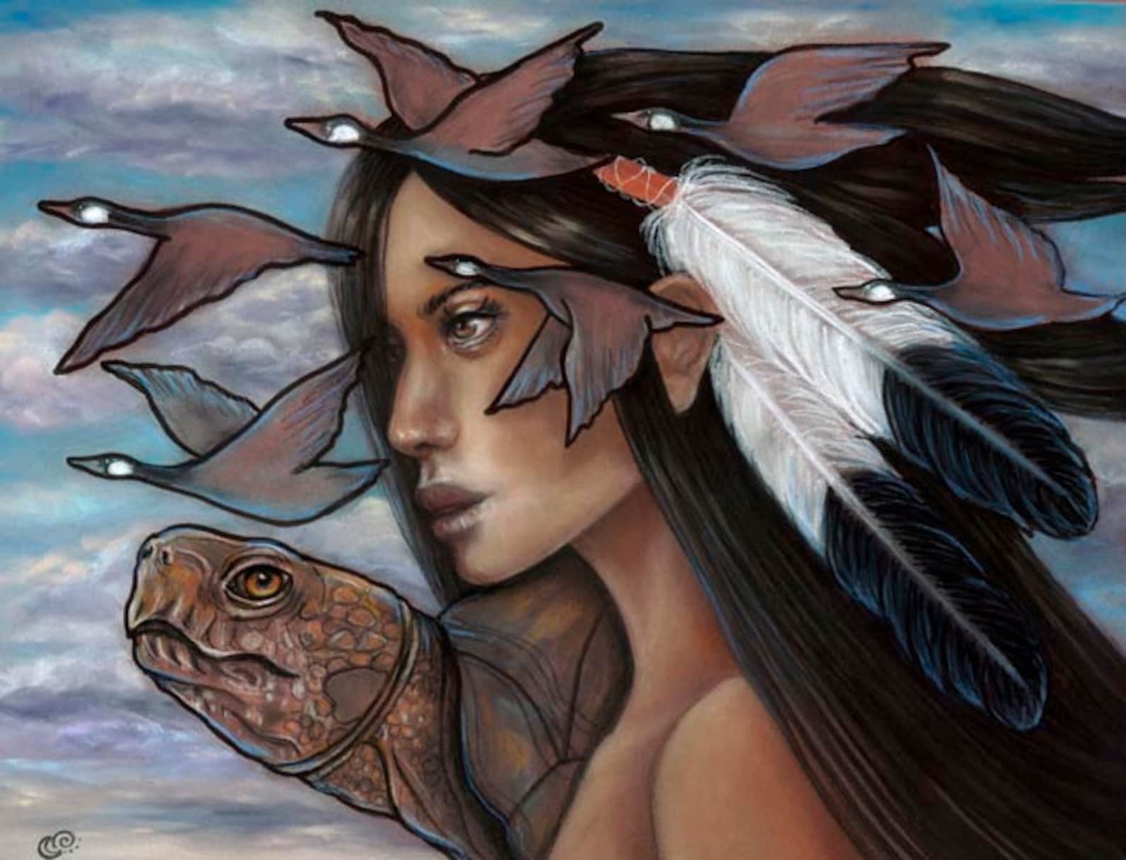 Sky Woman Iroquois Native American Mythology Pagan Turtle 8x10 Fine Art ...