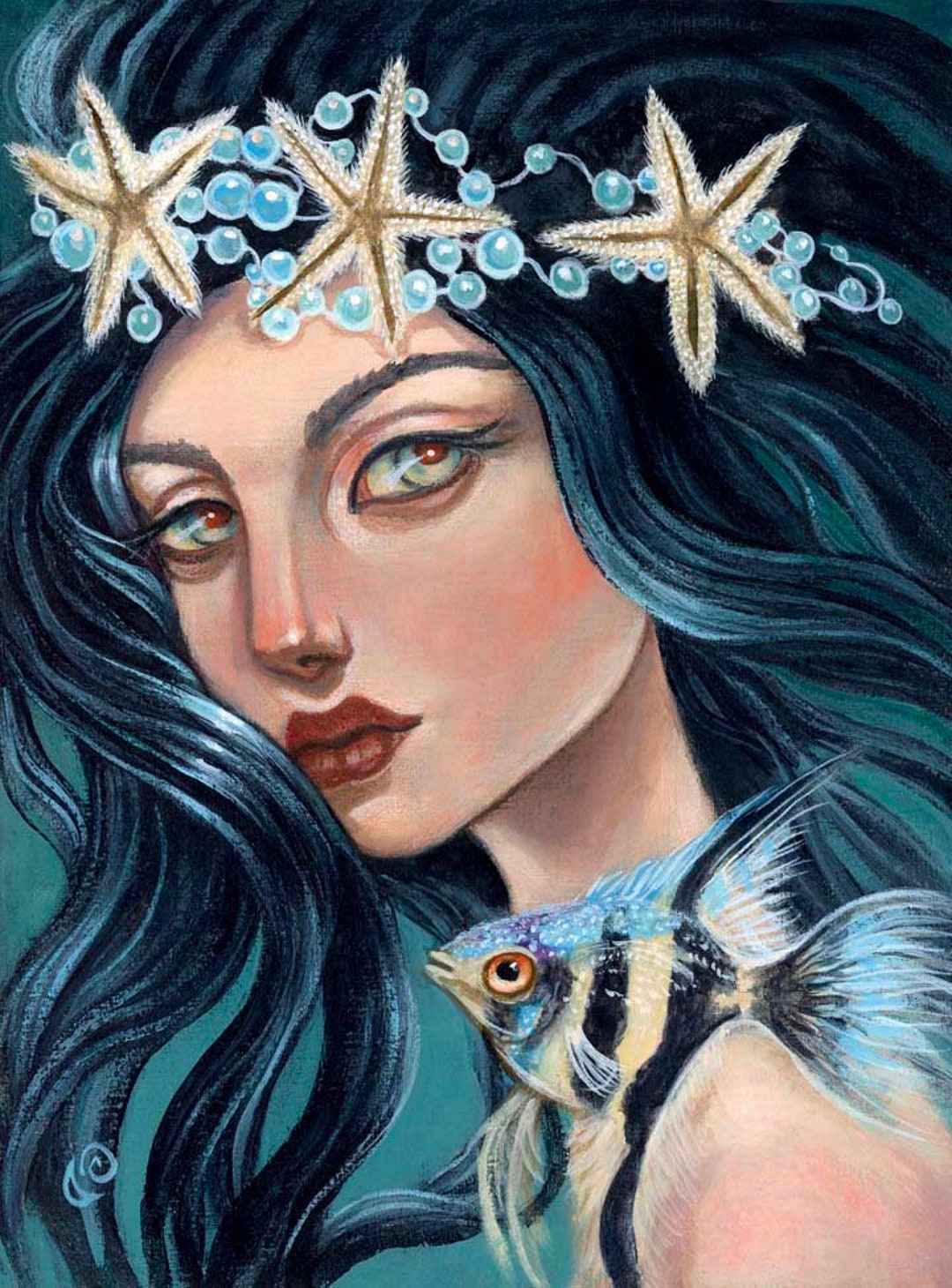 Priscilla Mermaid Angel Fish Pop Surreal Portrait Fine Art - Etsy