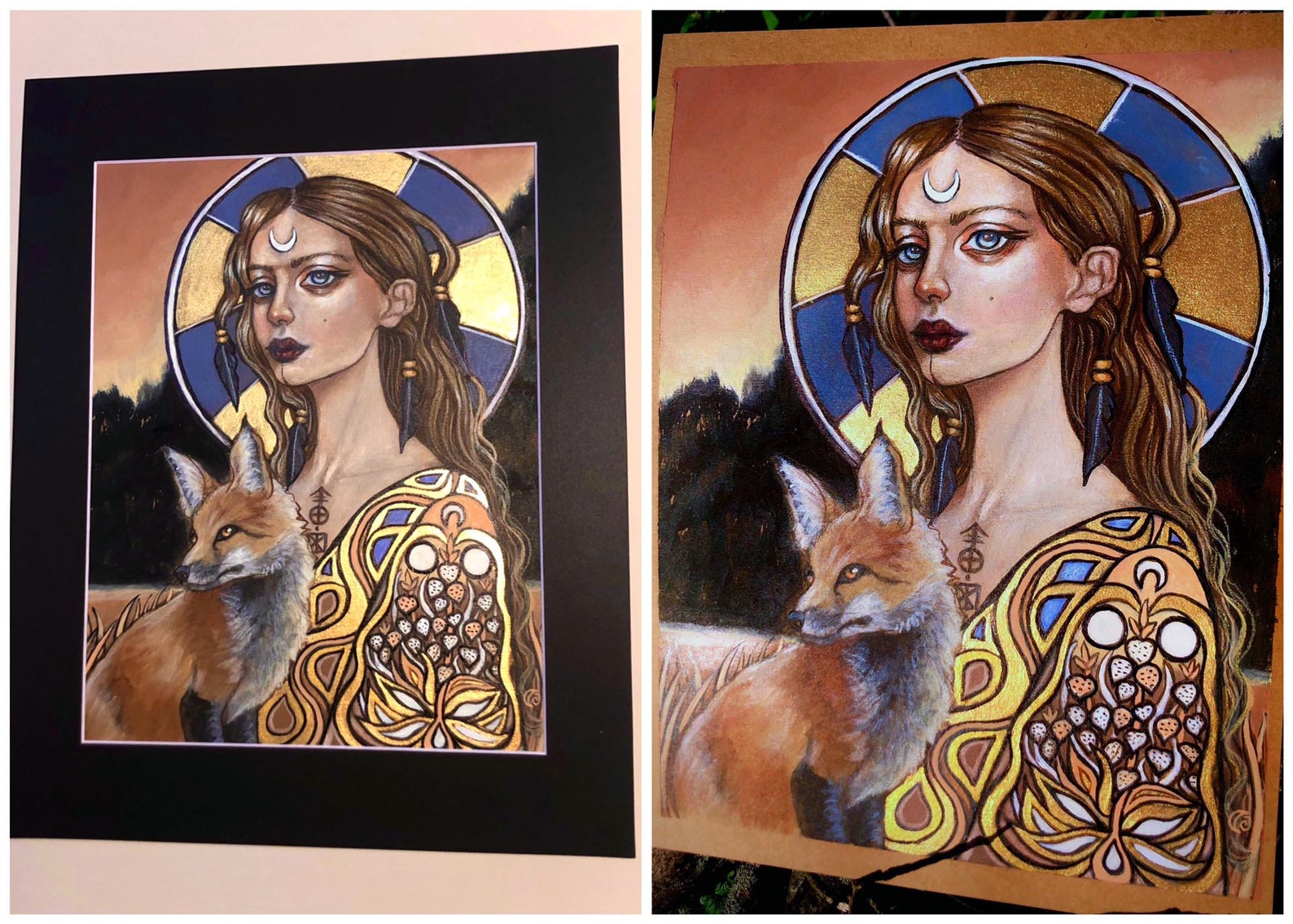 Aradia Queen of the Witches Hand Embellished Gold Fine Art Print by ...