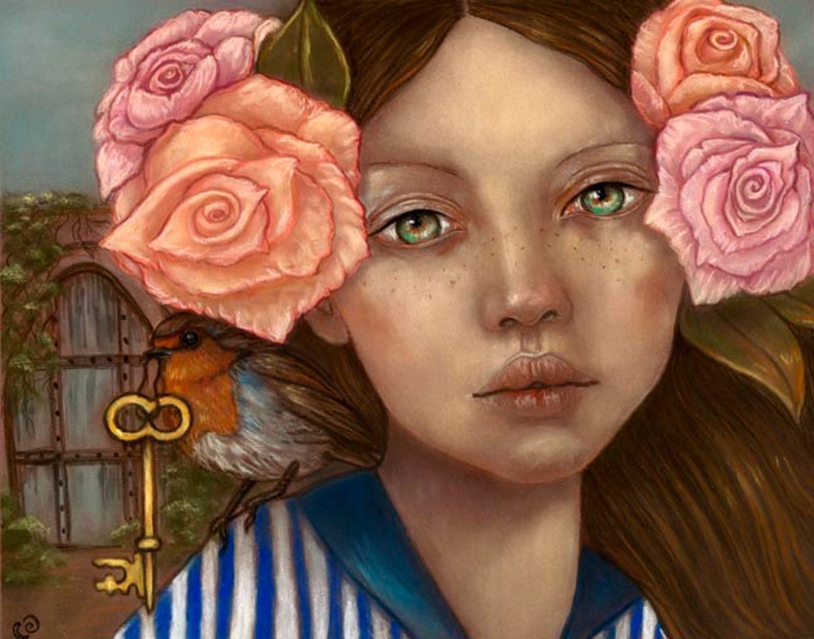 The Secret Garden Children's Book Illustration Robin Roses 8x10 Inch ...