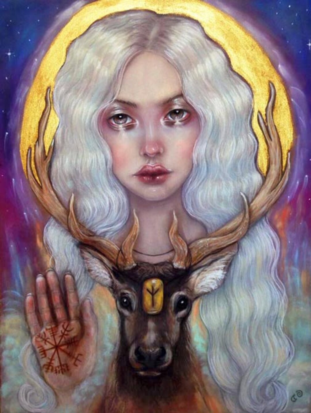 Elhaz Gold Hand Embellished Rune Norse Pagan 8x10 Print - Etsy