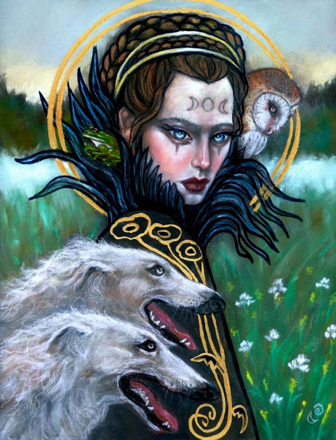 Hecate Greek Witch Goddess Hand Embellished Fine Art Print by Tammy ...