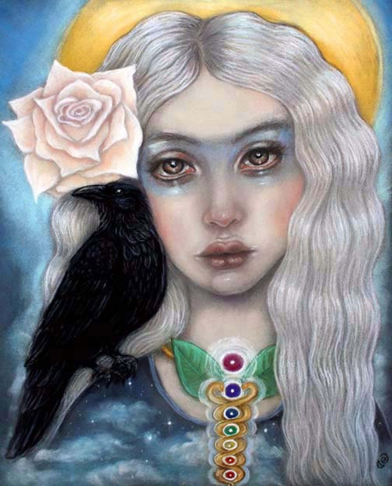 8x10 Fine Art Print the Herbalist Pagan Mystical Rose Raven Chakras ...