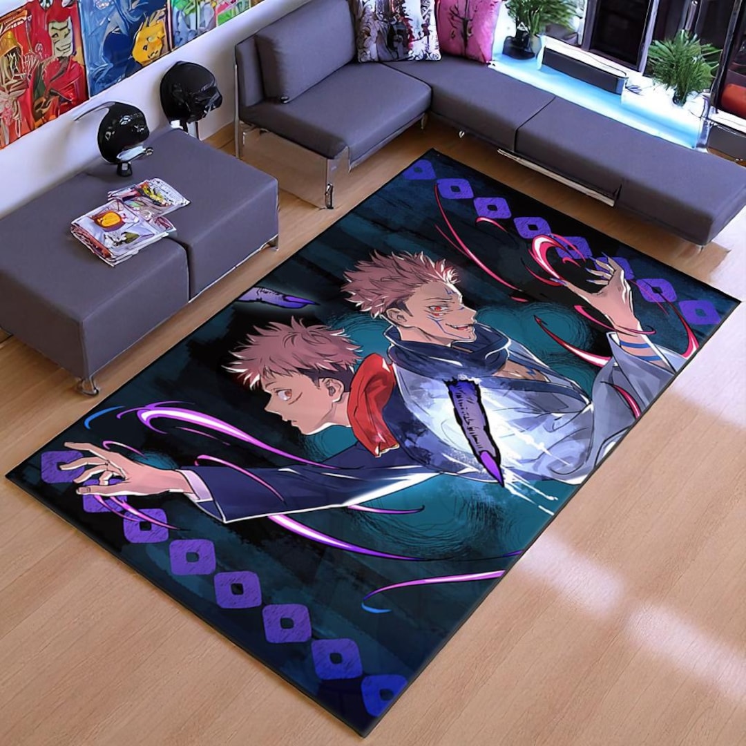 Jujutsu Kaisen Yuji Sukuna Rug | Anime Duo Digital Print Mat | Dark ...