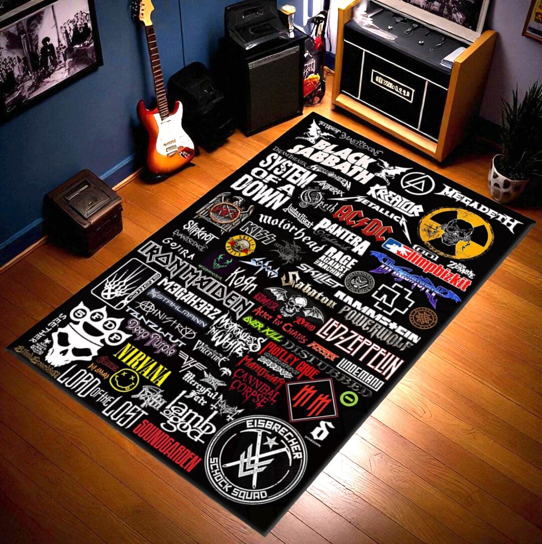 Heavy Metal Rug | Washable Non-slip Rock Carpet | Iconic Band Logo ...