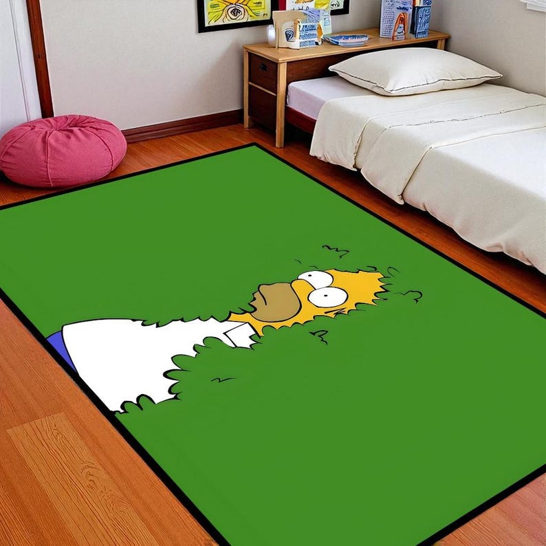 The Simpsons Meme Green Rug – Funny Cartoon Inspired Washable Non-slip ...