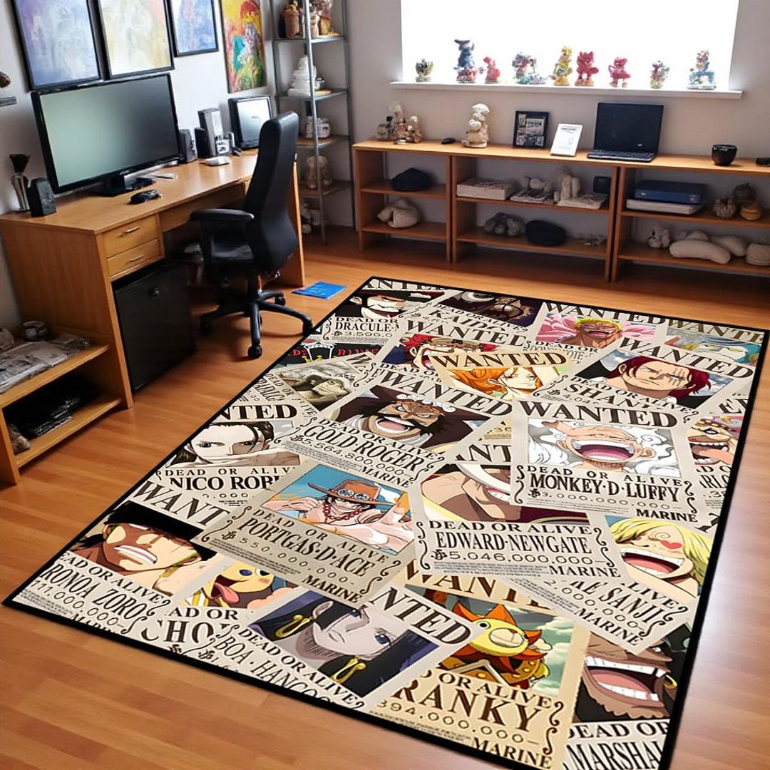 Anime Wanted Poster Rug - Pirate Themed Washable Non-slip Carpet ...