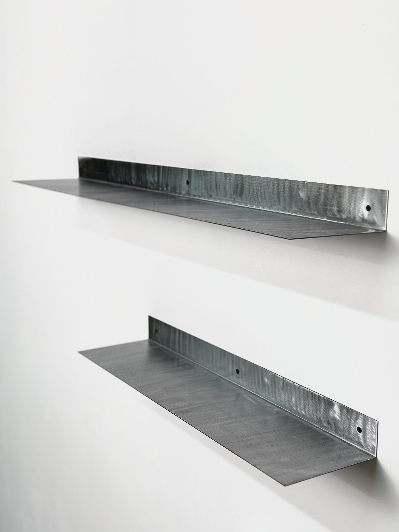 Metal Floating Shelf in Natural Steel – Minimalist Wall Mounted Metal ...