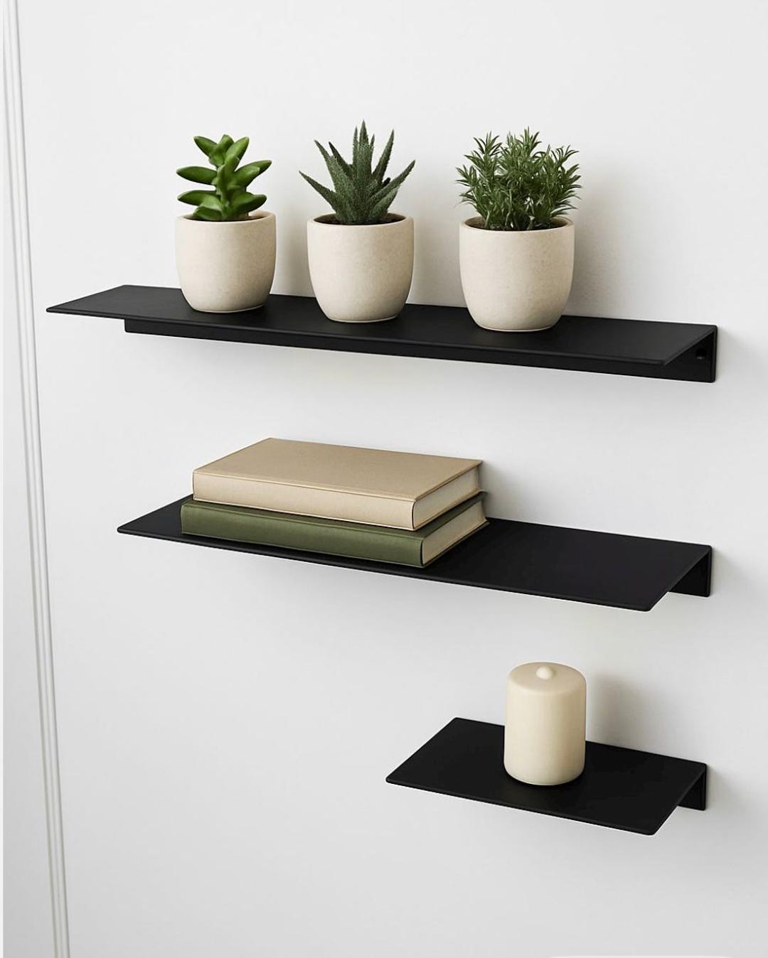 Modern Metal Wall Mounted Shelf – Floating Steel Shelf for Bathroom ...
