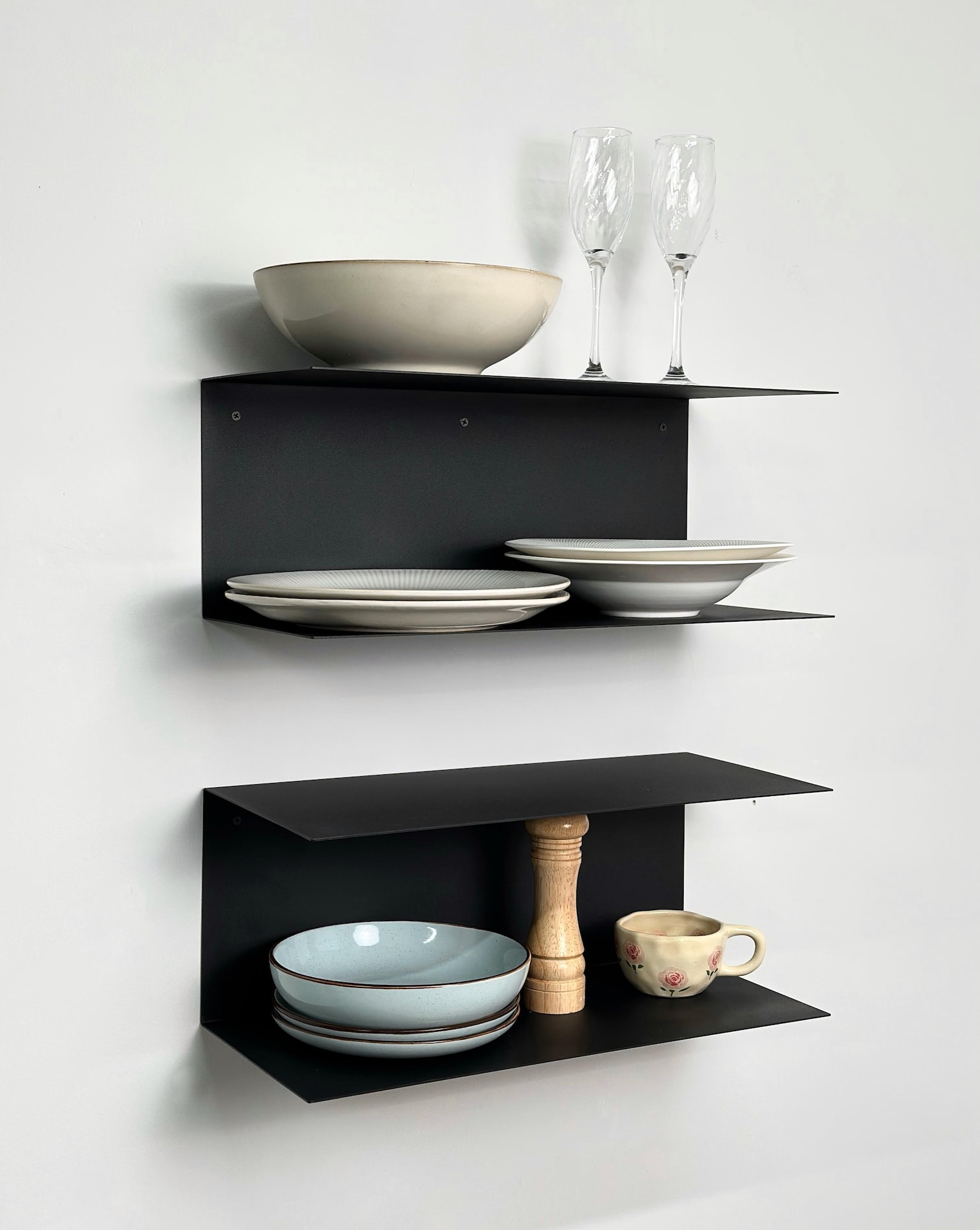 Wall Mounted Black Metal Shelf – Floating Steel Shelf, Metal Storage ...