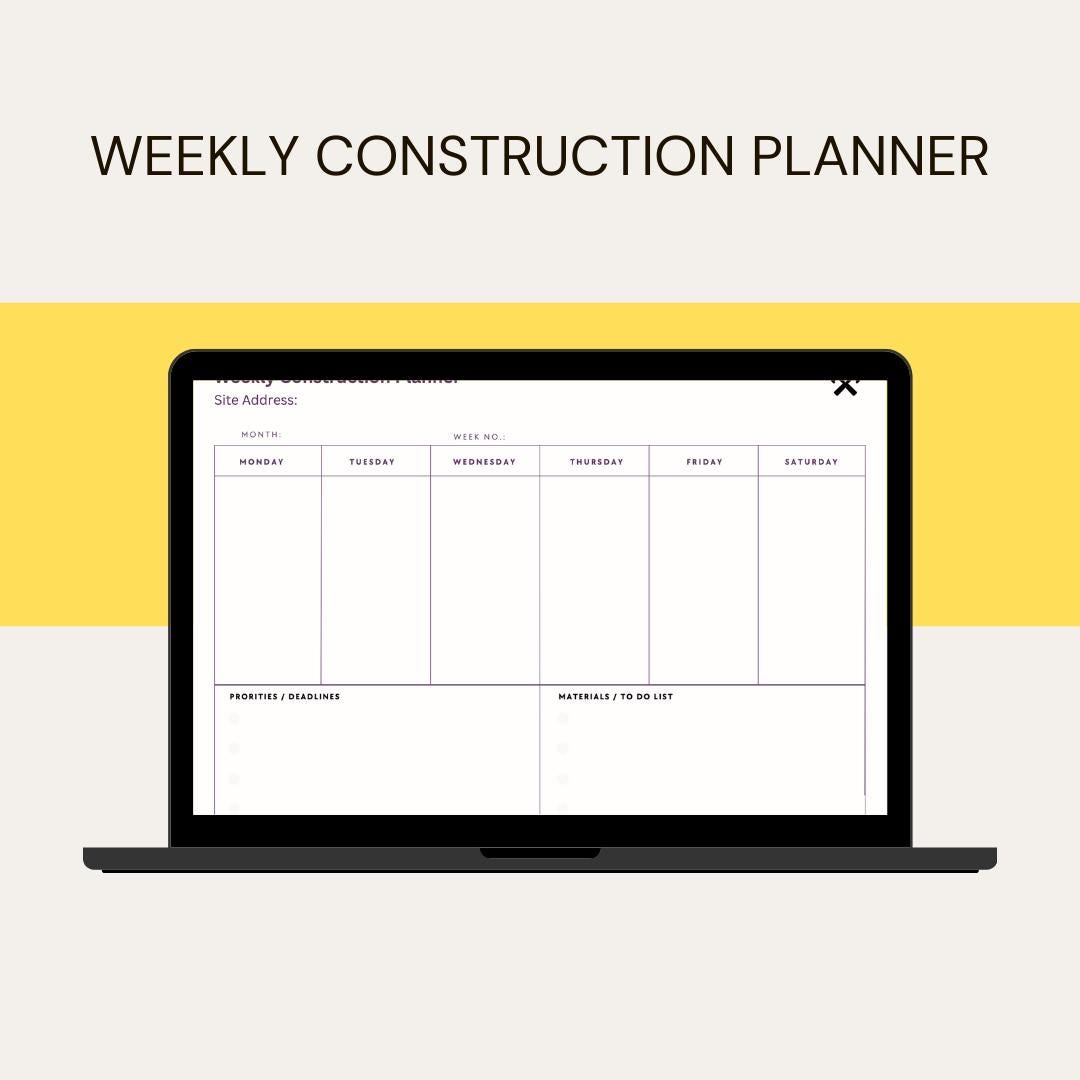 Weekly Construction Planner | Printable Job Schedule Template | PDF for ...