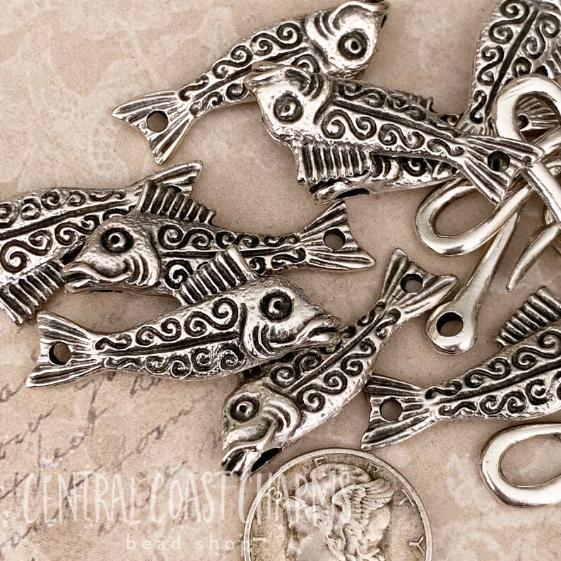 Fish and Hook Clasp Connector 50mm Mykonos Greek Casting | Etsy