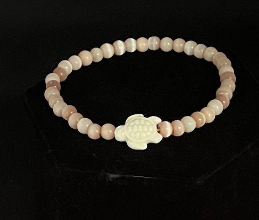 Summer Fun Light Tan Turtle - 6MM Tan Tone Beads - 3 Available - Size 7 ...