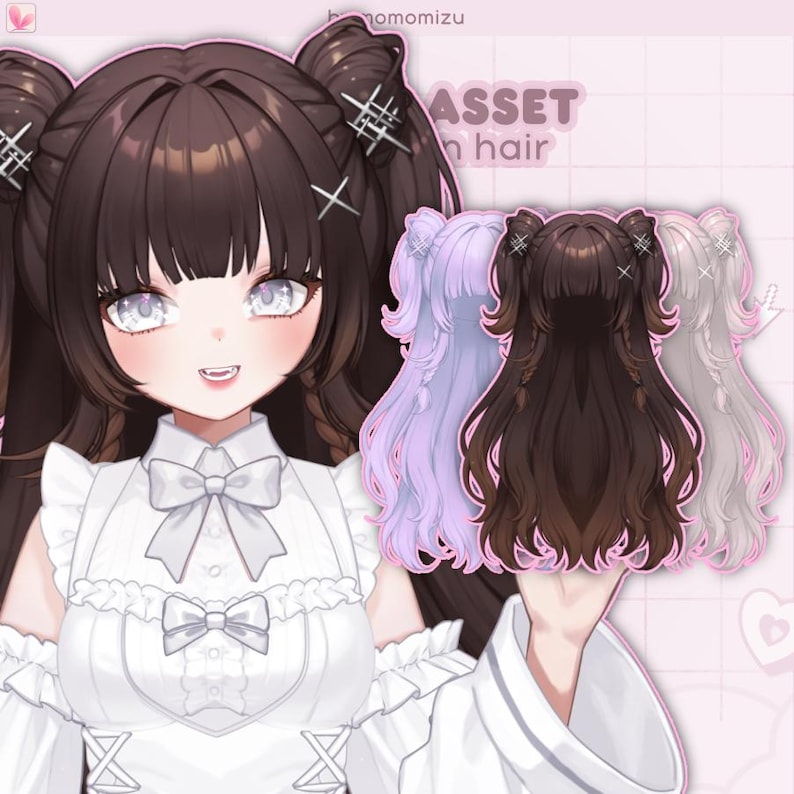 Double Bun Rigged Hair Set for Vtube Studio - 10 Style Variations ...