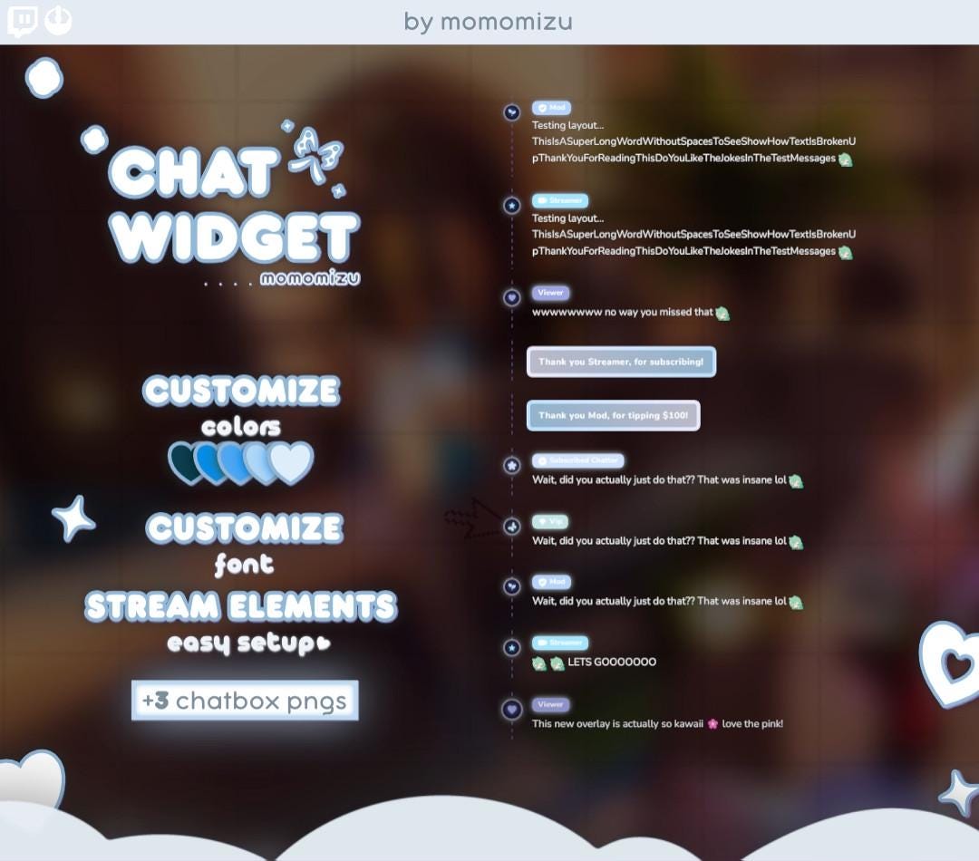 3 Free Chatboxes) Blue Glow Theme Chat Widget | Kawaii Bubble Chat ...