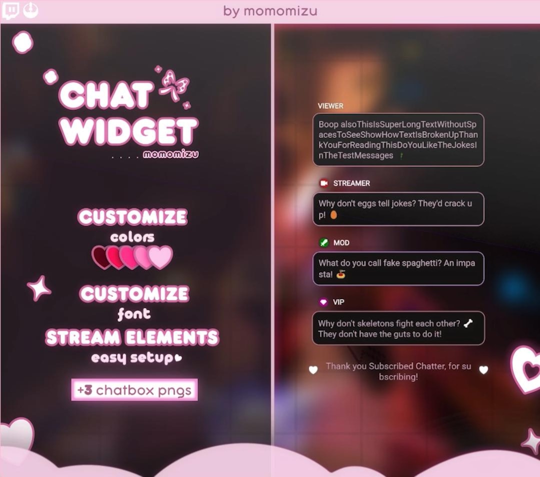3 Free Chatboxes) Pink Dark Glow Chat Widget | Kawaii Bubble Chat ...