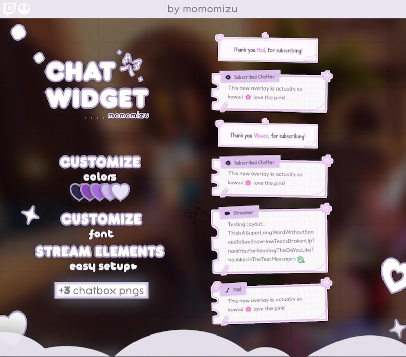 3 Free Chatboxes) Purple Paper Theme Chat Widget | Kawaii Note Chat ...