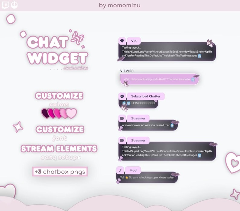 3 Free Chatboxes) Dreamy Lavender Theme Chat Widget | Kawaii Bubble ...