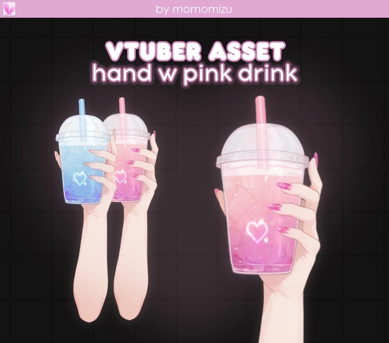 Rigged Hand Holding Pink Drink - 5 Skintone Variations - Rigged Vtuber ...