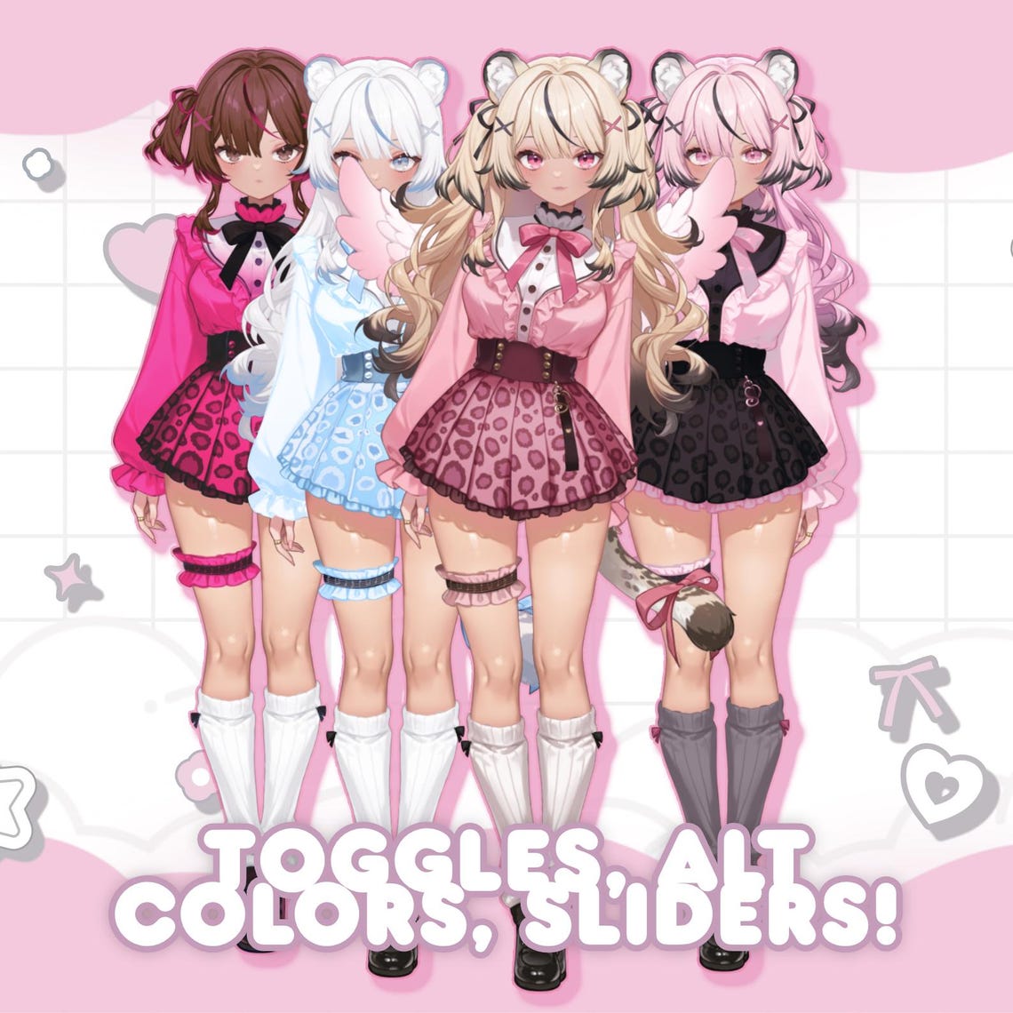 Leya Leopard Angel Vtuber – Customizable Full Body Model - Etsy