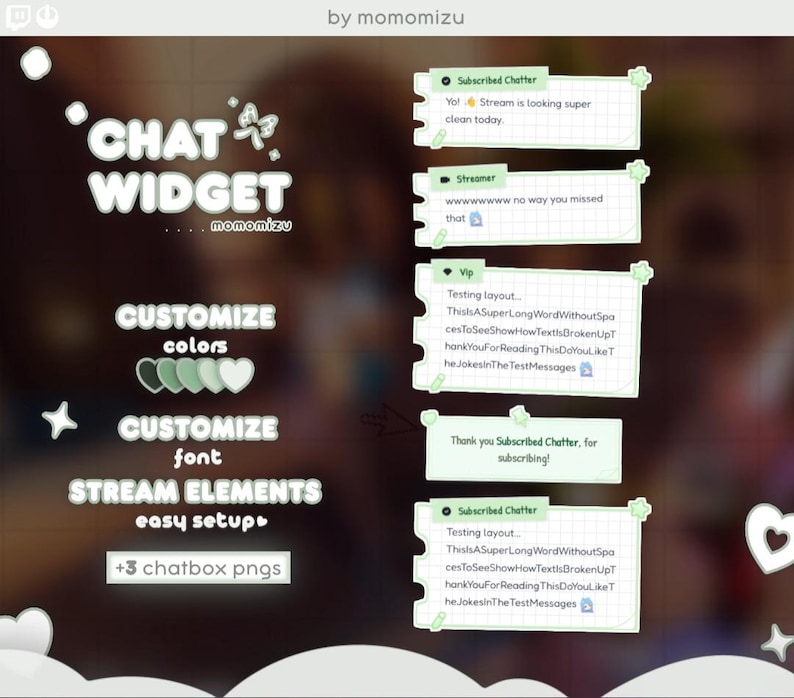 3 Free Chatboxes) Lime Paper Theme Chat Widget | Kawaii Note Chat ...