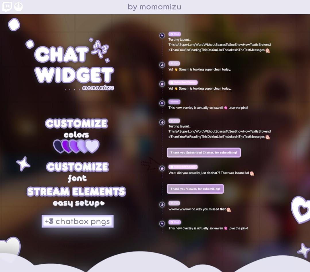 3 Free Chatboxes) Purple Glow Theme Chat Widget | Kawaii Bubble Chat ...