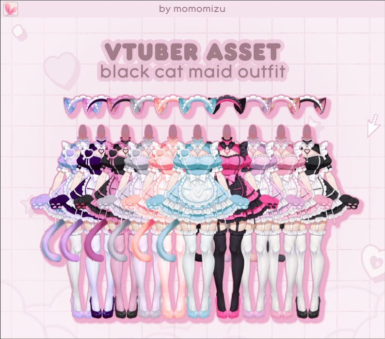 Black Cat Maid Vtuber Outfit – Rigged Customizable Body Asset - Etsy