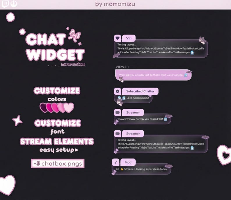 3 Free Chatboxes) Dreamy Lavender Theme Chat Widget | Kawaii Bubble ...