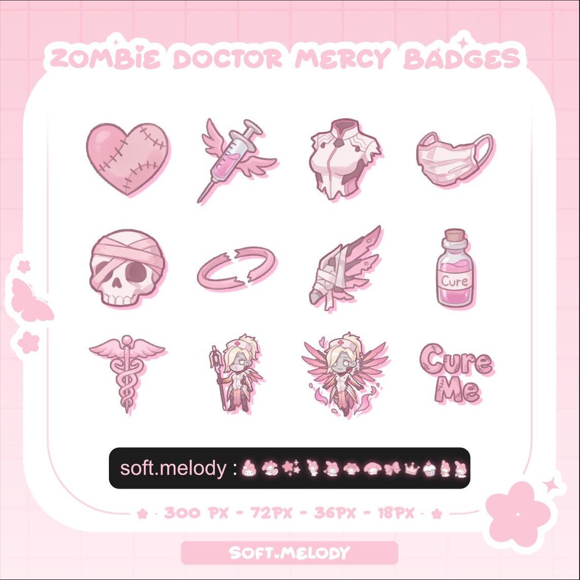 Zombie Mercy Badge Set - Twitch Sub / Bit Badges, Cheer & Emotes ...