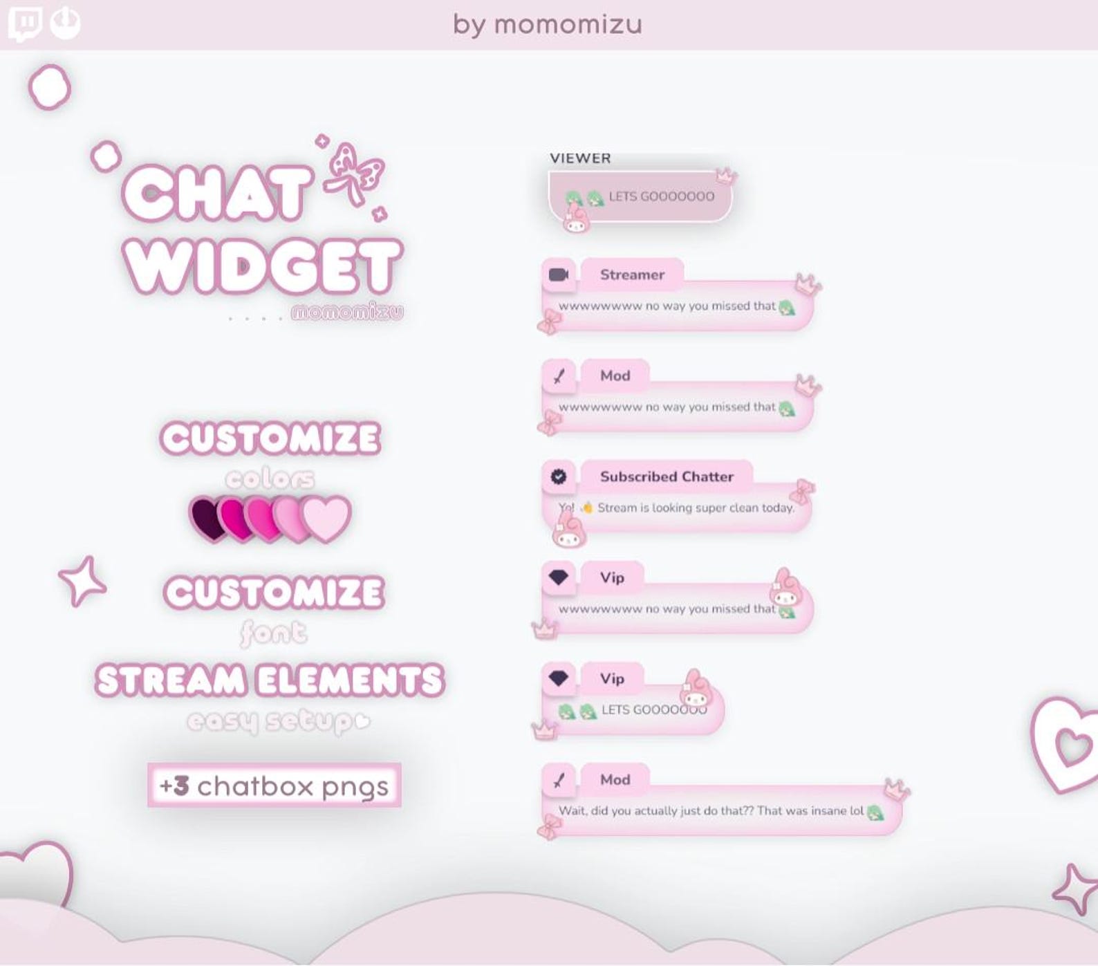 3 Free Chatboxes) Pastel Pink Theme Chat Widget | Kawaii Bubble Chat ...