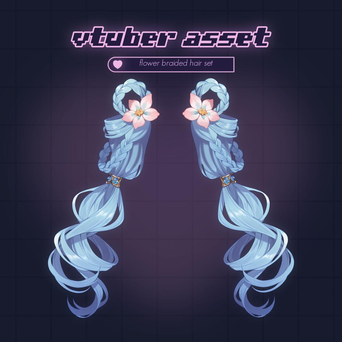 Rigged Fancy Flower Hair Set Vtube Studio With Color Customization - 5 ...