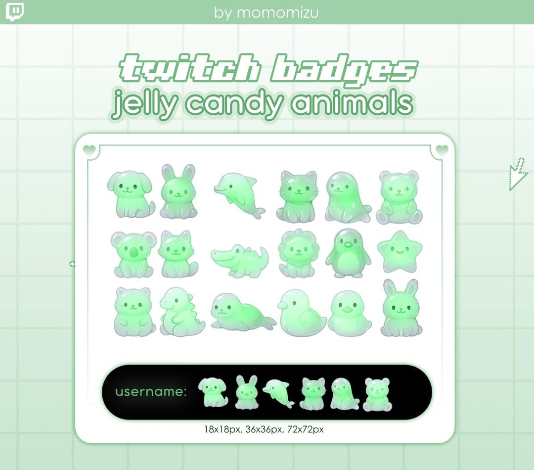 Green Jelly Candy Animals - Twitch Sub / Bit Badges, Cheer & Emotes ...