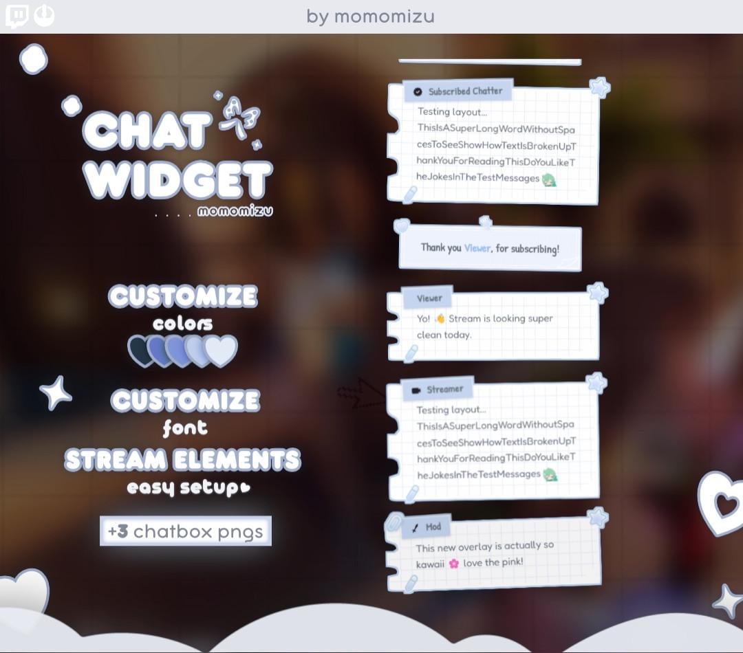 3 Free Chatboxes) Blue Paper Theme Chat Widget | Kawaii Note Chat ...