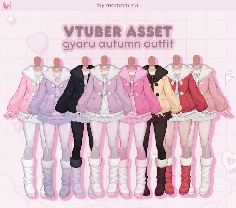 Gyaru Autumn Vtuber Outfit & Hair - Customizeable Body and Hair Vtuber ...