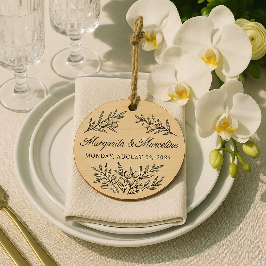 Personalized Wooden Wedding Favor Tags, Floral Guest Gift - Etsy