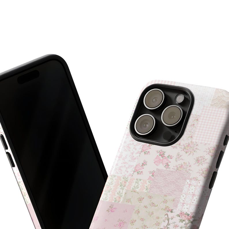BLUSHING FLORALS Magsafe iPhone 16 Case, Pink Bow Collage Phone Case, Coquette iPhone 15 14 13 ...